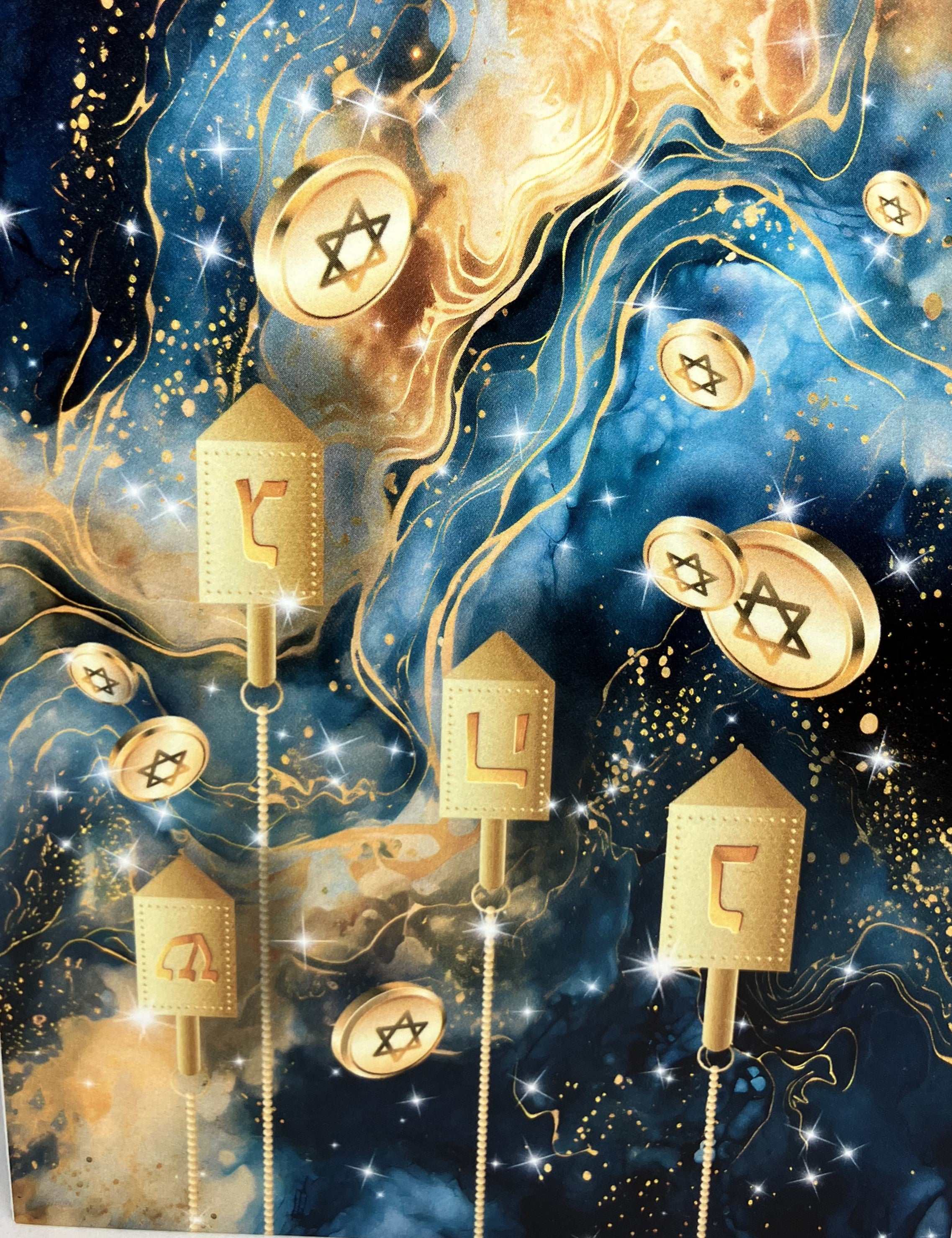 Floating Dreidels – Cards-by-Linda-A.com